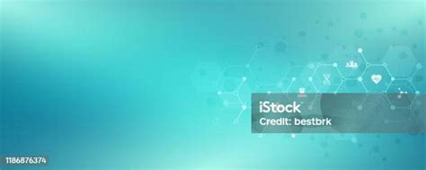 평면 아이콘과 기호와 의학의 추상적 인 배경 의료 기술 혁신 의학 건강 과학 및 연구를위한 개념과 아이디어가있는 템플릿 디자인 벡터 그림입니다 0명에 대한 스톡 벡터 아트