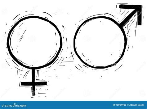 Hand Drawing Female And Male Symbol Illustration Stock Illustration