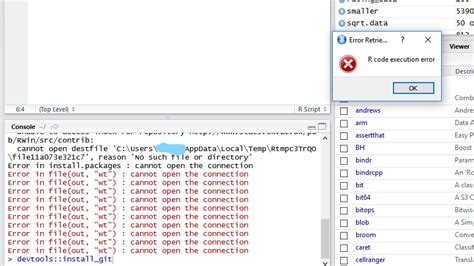 Rstudio Installing R Packages And Execution Errors Stack Overflow