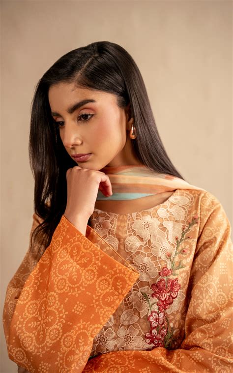 Peach Sorbet Mssl 02 3pcs Embroidered Unstitched Summer Asifa And Nabeel