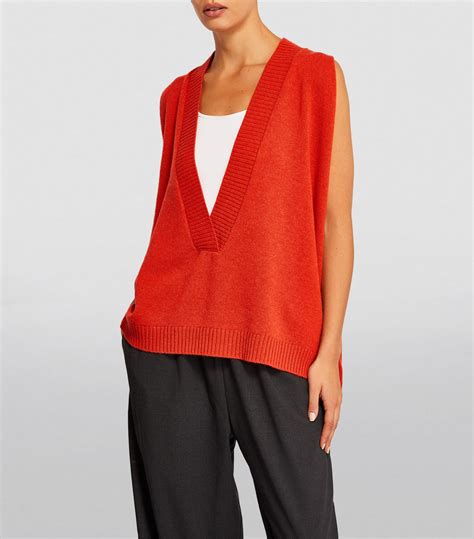 Womens Eskandar Orange Cashmere Deep V Sweater Vest Harrods Uk