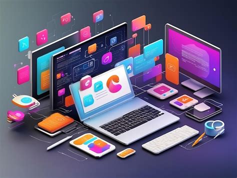 Premium Photo Development Of Crossplatform Websites And Mobile Apps For Laptops Generative Ai