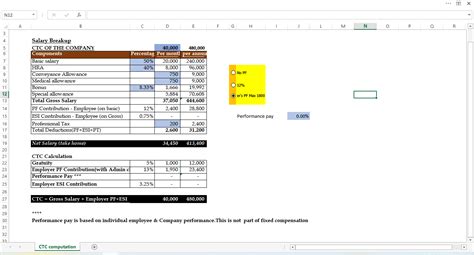Ctc Salary Computation In Excel
