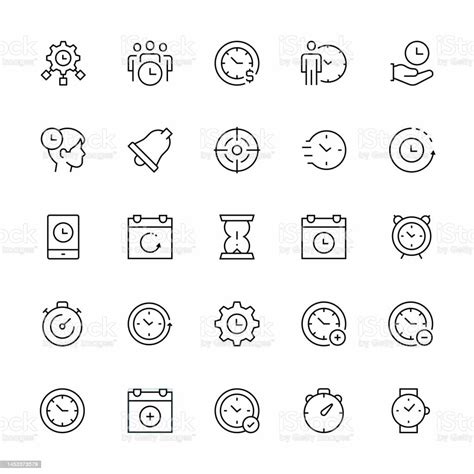 Time Management Line Icon Set Stock Illustration Download Image Now Hourglass Icon Symbol