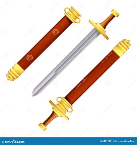 Sword With Scabbard Ancient Mongol Central Asian Weapon Vector