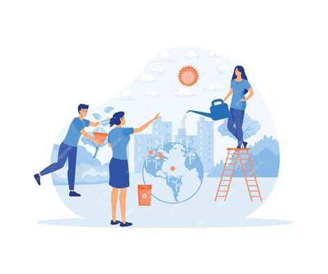 Premium Vector People Are Preparing For The Holiday Saving The Planet