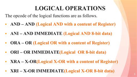 logical operations in 8085 microprocessor ppt