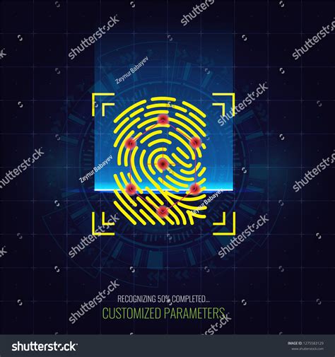 Fingerprint Scanning Identification Recognizing System Process Stock Vector Royalty Free