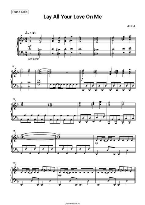 Lay All Your Love On Me Abba ноты для фортепиано в Note