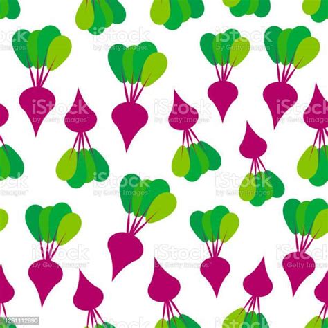 녹색 잎이있는 빨간 사탕무가있는 매끄러운 패턴으로 계절의 흰색 배경 추세에 고립되어 있습니다 선물 랩 직물 배경 화면 식품 포장에 사용할 수 있습니다 벡터 0명에 대한 스톡