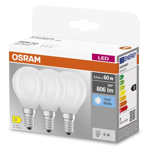 OSRAM Lampe à filaments Star, E14-base, verre dépoli ,Blanc froid ...