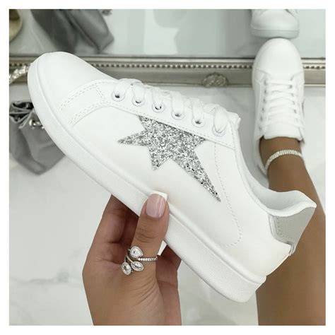 Lemonade Sparkly Glitter Star Trainers Silver Shoes From Lemonade Uk
