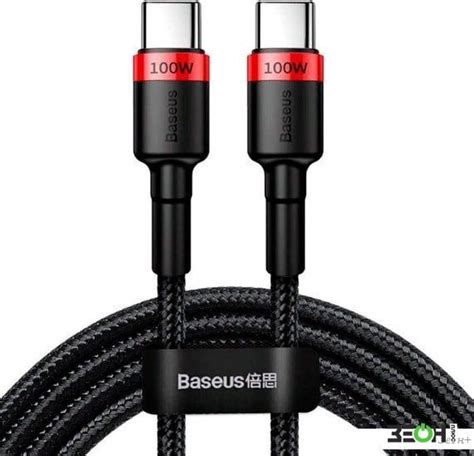 BaseusКабель для мобильных устройствчерный Кабель Type C на Type C 100w 5a 2 м красный черный