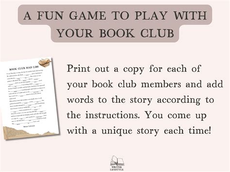 Fun Book Club Game Printable Mad Libs Party Game For Bookworms Etsy