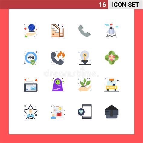 16 Thematic Vector Flat Colors And Editable Symbols Of Security Transport Property Space