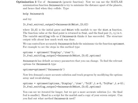 Solved Optimization 3 Use Of Fminsearch Generic Function Chegg