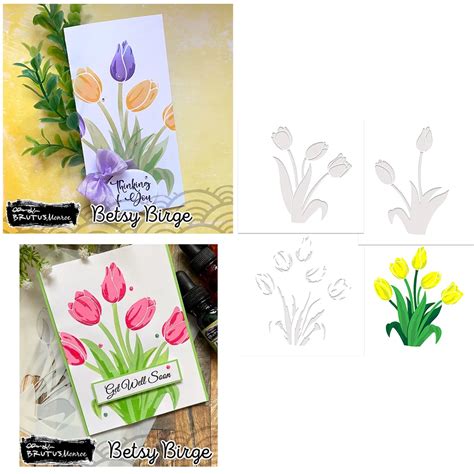 튤립 꽃 드로잉 스텐실 Diy Scrapbooking 앨범 장식 공예 색소 엠보싱 프레임 다이 배경 카드 만들기