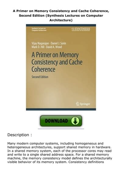 PDF DOWNLOAD A Primer On Memory Consistency And Cache Coherence Second Edition Synthesis