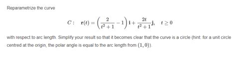solved reparametrize the curve c r t 6271 1 2 3 20