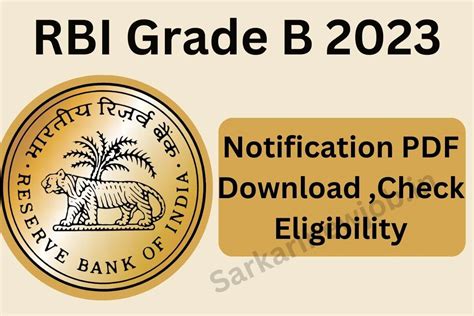 Rbi Grade B Notification 2023 Pdf Download Check Eligibility आरबीआई