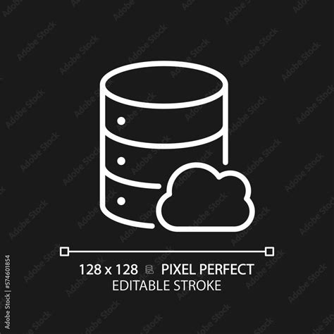 Cloud Database Pixel Perfect White Linear Icon For Dark Theme