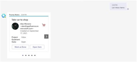 chatbot commands for microsoft teams priority matrix help