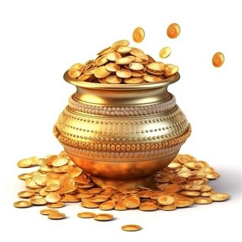 Premium Photo Kalash And Gold Coins For Indian Festival Akshya Tritiya