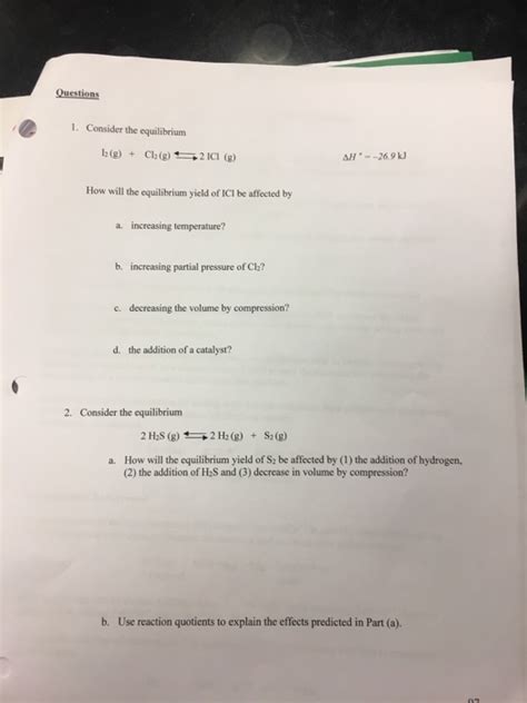 Solved Consider The Equilibrium I 2 G Cl 2 G Right Left Chegg