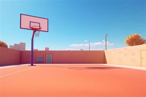 Basketball Outdoors Sports Architecture Premium Ai Generated Image