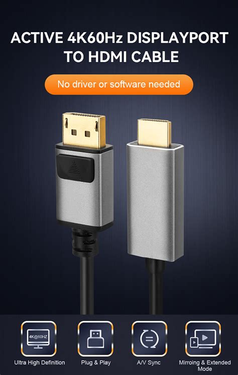 Factory Wholesale 1m 1 5m 1 8m 2m Displayport To Hdmi Cable 4k