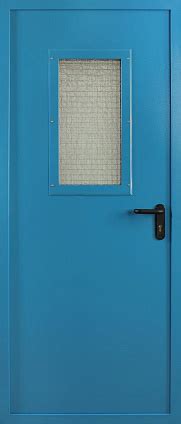 Герметичная дверь противопожарная голубого цвета однопольная – купить ...