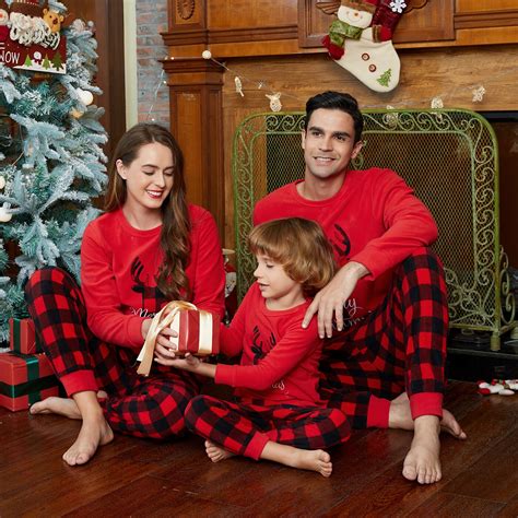 Pijamas Navidad Familia Pijamas Renos Y Cuadros Pijamas De Navidad