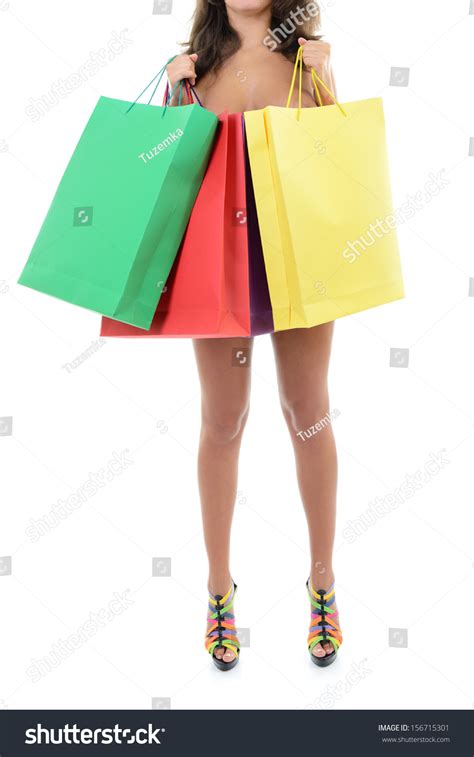 Beautiful Young Naked Woman Holding Shopping库存照片156715301 Shutterstock