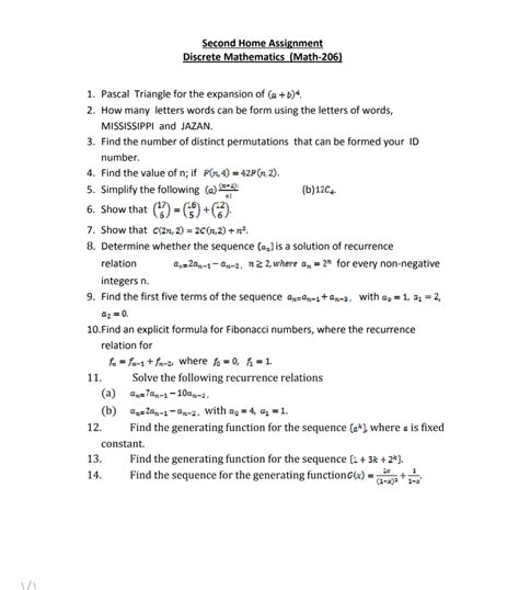 Solved Second Home Assignment Discrete Mathematics Chegg