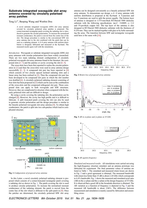 Pdf Substrate Integrated Waveguide Slot Array Antenna Covered By