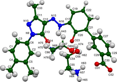 Crystal Structure Of Eltrombopag Olamine Form I C2h8no2 C25h20n4o4