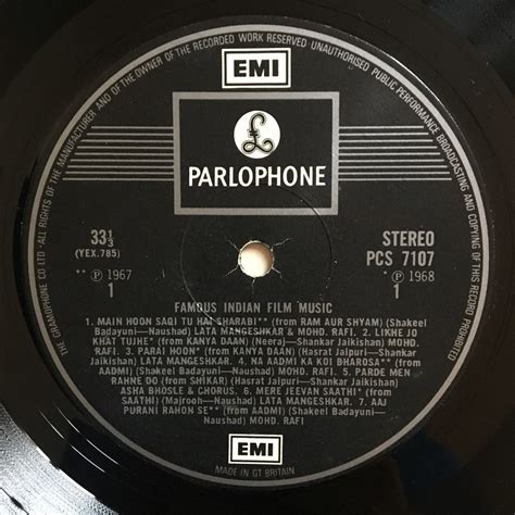 Famous Indian Film Music By Mohammed Rafi Lata Mangeshkar Lp 180 220