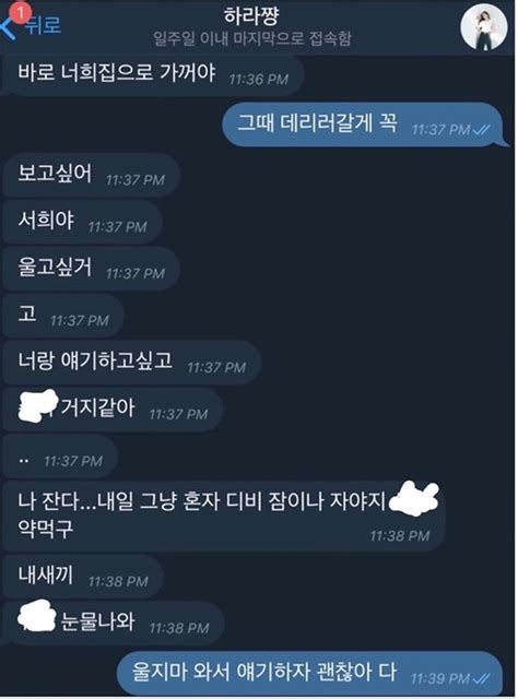 한서희 故 구하라 대화 공개 괜찮아 다 [td ]
