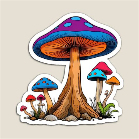 Colorful Mushroom Magnet For Sale By Anthony Burdick In 2025 Sticker Album Colorful Prints