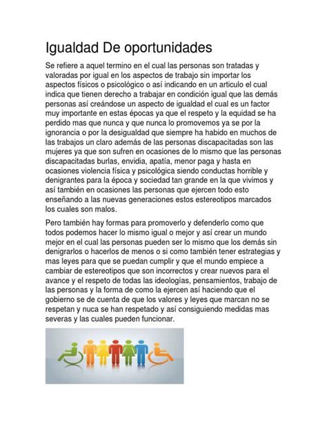 Igualdad De Oportunidades Pdf Ciencias Sociales