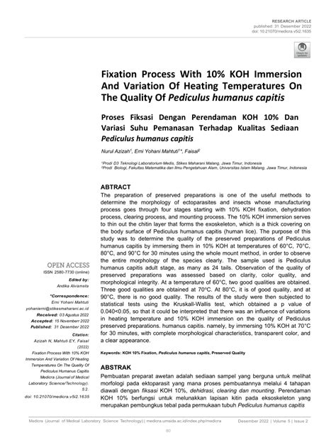 Pdf Fixation Process With 10 Koh Immersion And Variation Of Heating
