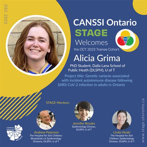 Canssi Ontario Stage Welcomes Phd Trainee Alicia Grima