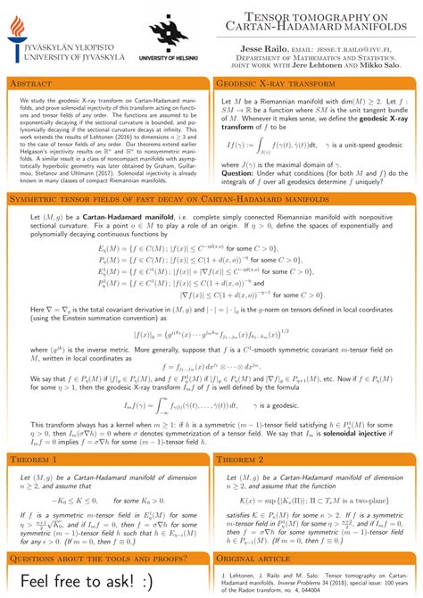 Pdf Tensor Tomography On Cartan Hadamard Manifolds