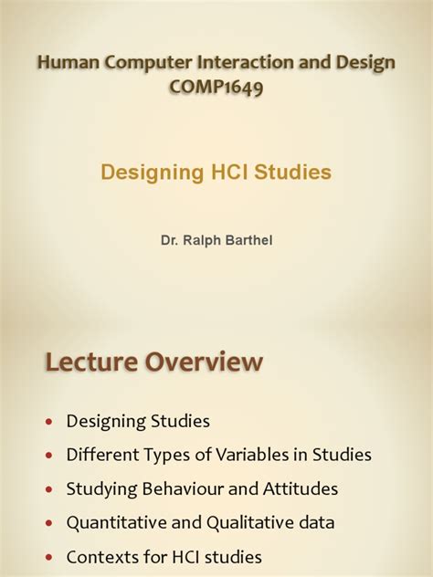 L7 Designing Hci Studies Comp1649 Download Free Pdf Usability