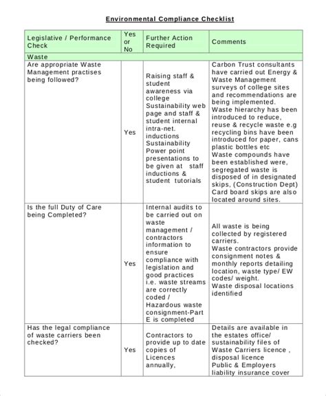 Compliance Checklist Template 14 Free Excel Pdf Word Document Downloads