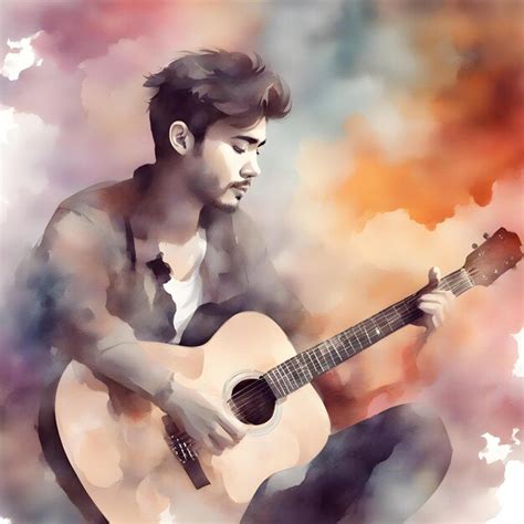 Premium Ai Image Abstract Beautiful Man Playing Acoustic Guitar