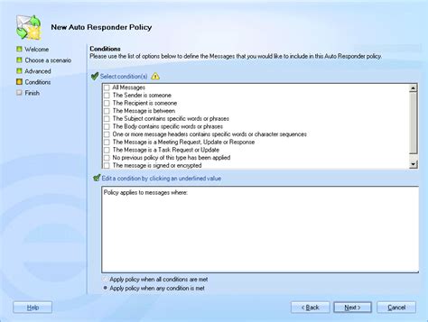 Auto Responder Adding An Advanced Policy