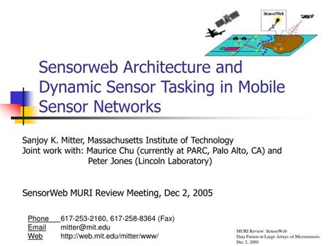 Ppt Sensorweb Architecture And Dynamic Sensor Tasking In Mobile