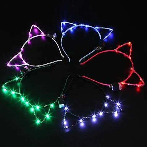 10pcs Led 고양이 귀 머리띠 파티 빛 깜박임 머리 착용 글로우 웨딩 생일 파티 용품 콘서트 나이트 클럽glow Party Supplies Aliexpress