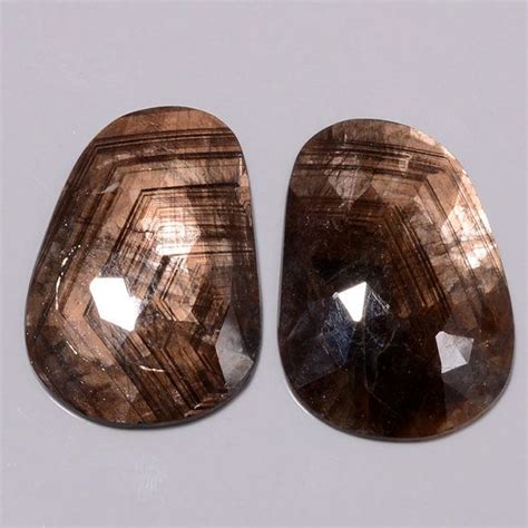 Natural Chocolate Sapphire Fancy Rose Cut Slices Pair Reserve Rose
